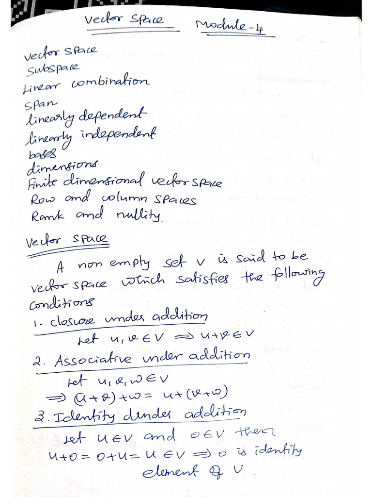 Module 4 Vector Space Mam | PDF