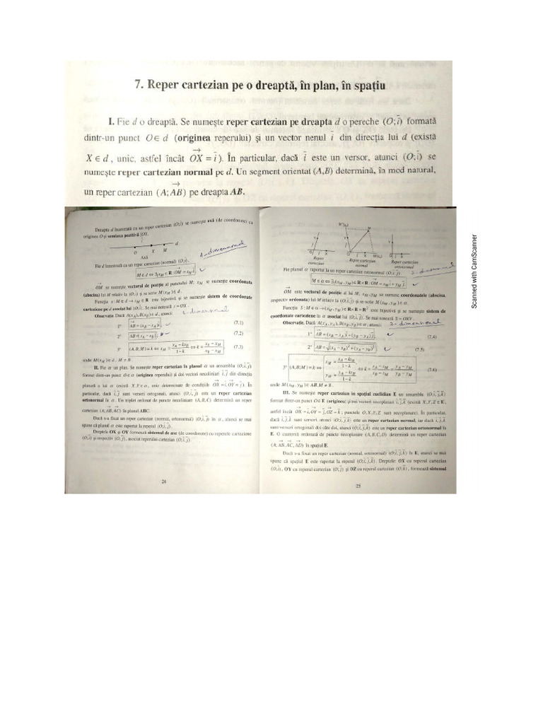 Geometrie Reper Cartezian Pe Dreapta Plan Si Spatiu | PDF