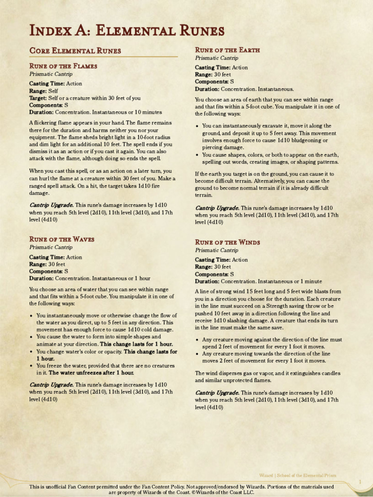 Elemental Runes: Cantrip Guide | PDF