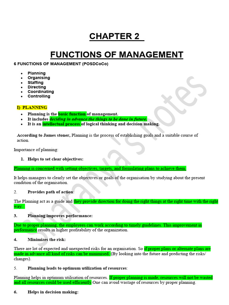 CHAPTER 2 Functions of Management | PDF | Incentive | Goal