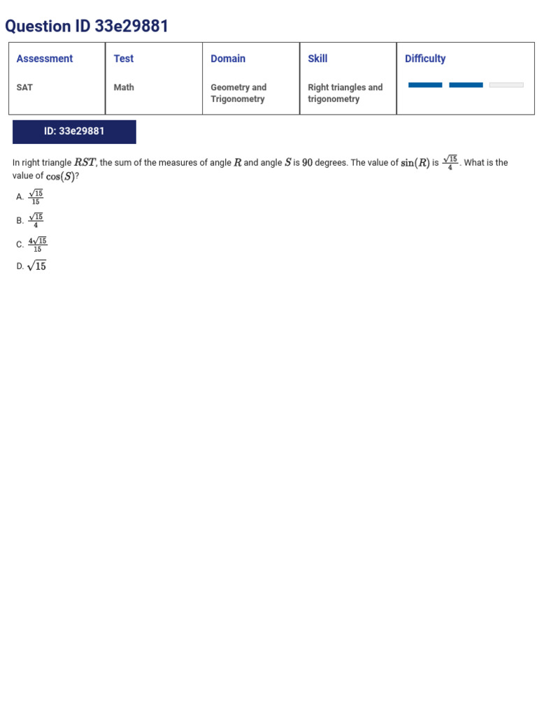 Complementary Angles (Sin Cos) | PDF
