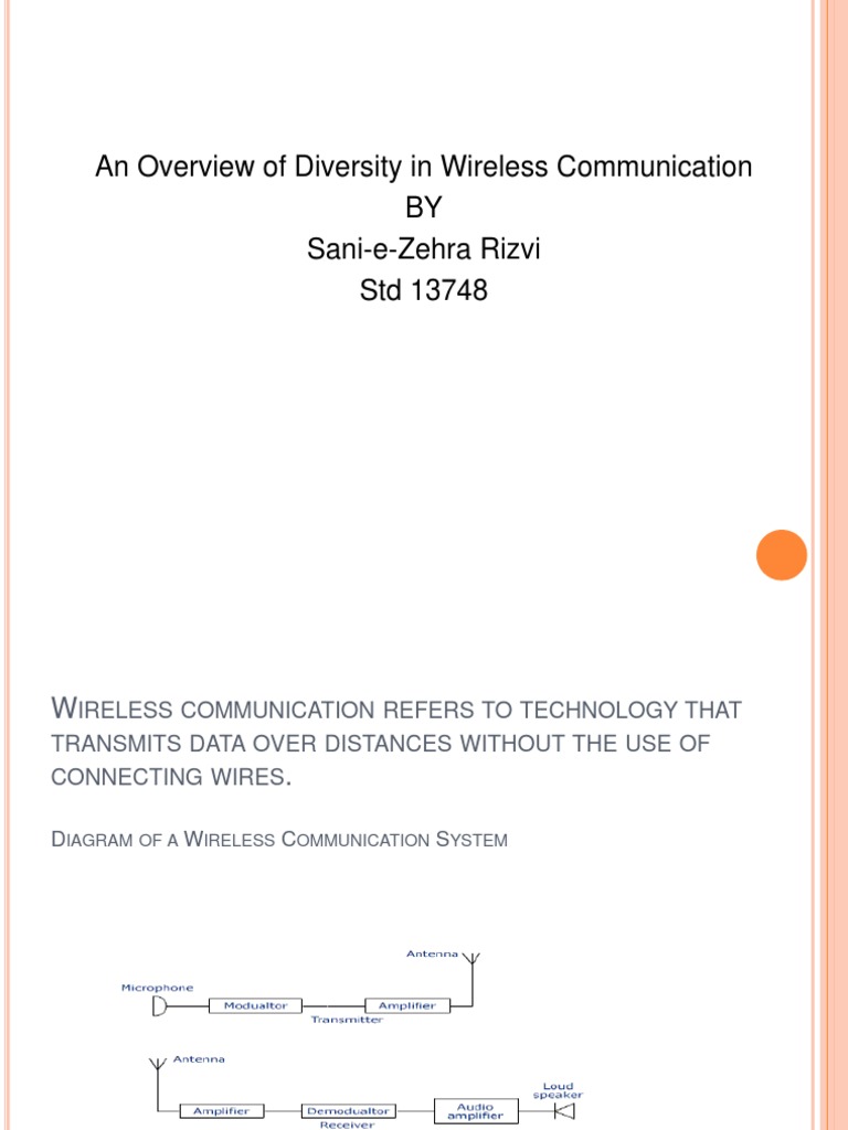 An Overview of Diversity in Wireless Communication BY Sani-e-Zehra Rizvi STD 13748 | PDF ...