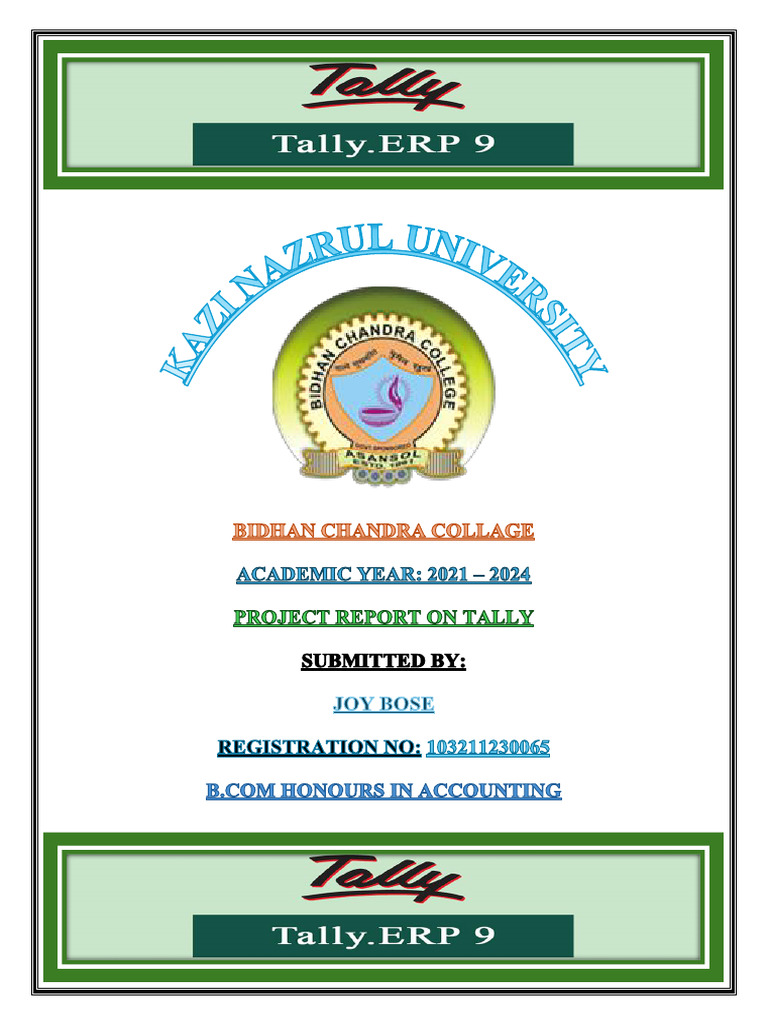 Tally Erp 9 Project | PDF | Voucher | Economies