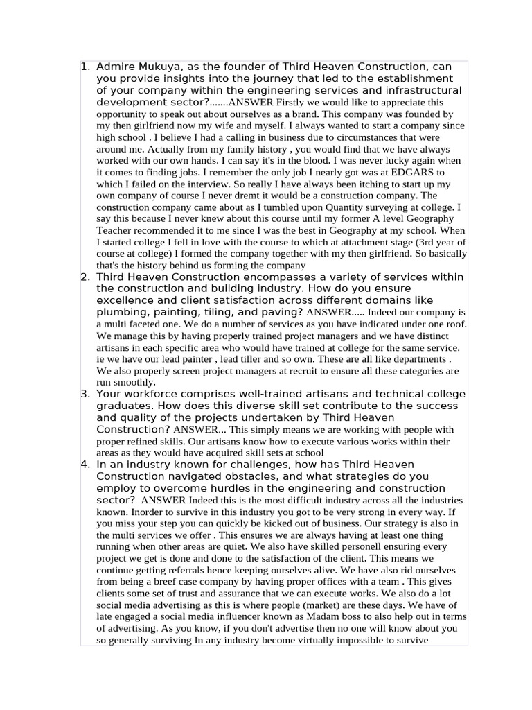 Third Heaven Construction Article | PDF