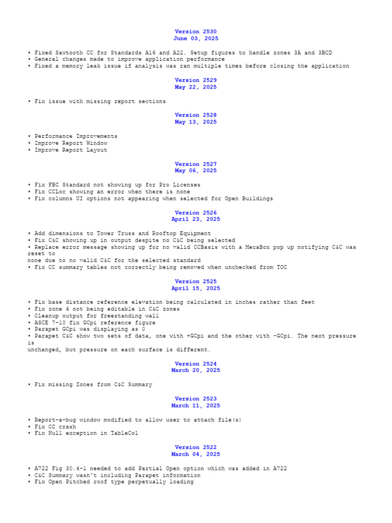 MecaWind Release Notes | PDF | Software Bug