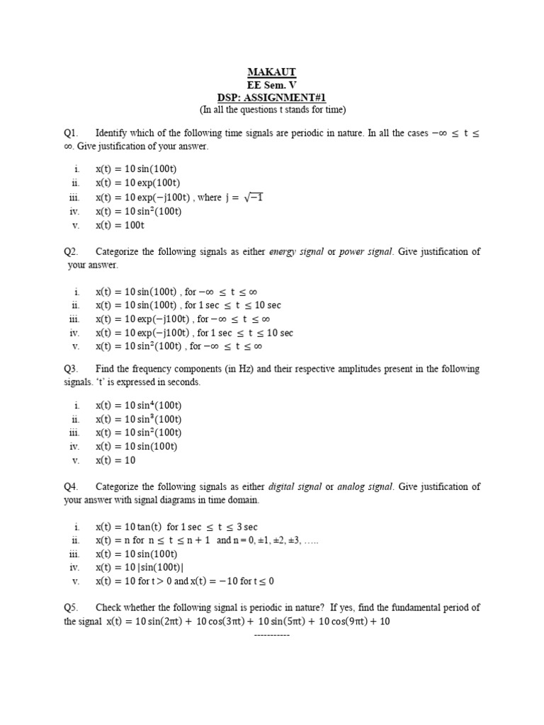 Dsp Assignment 1 Pdf