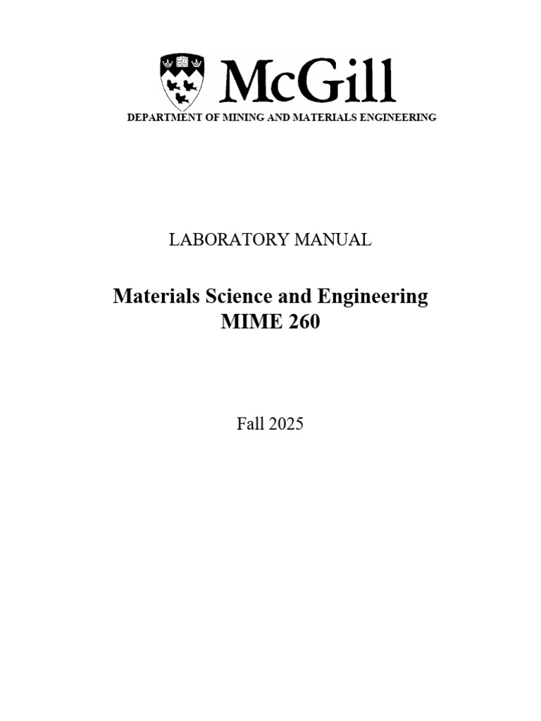 Lab manual MIME 260 Fall 2025 | PDF | Deformation (Engineering ...