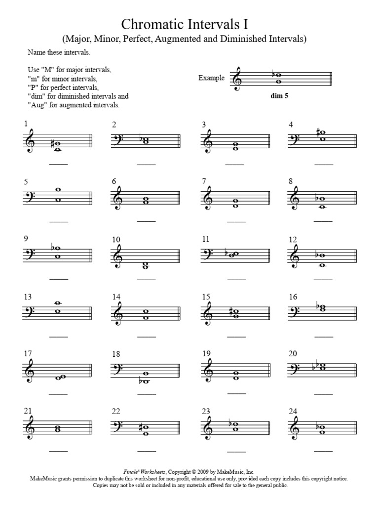 Chromatic Intervals Worksheets Series | PDF | Interval (Music) | Music ...