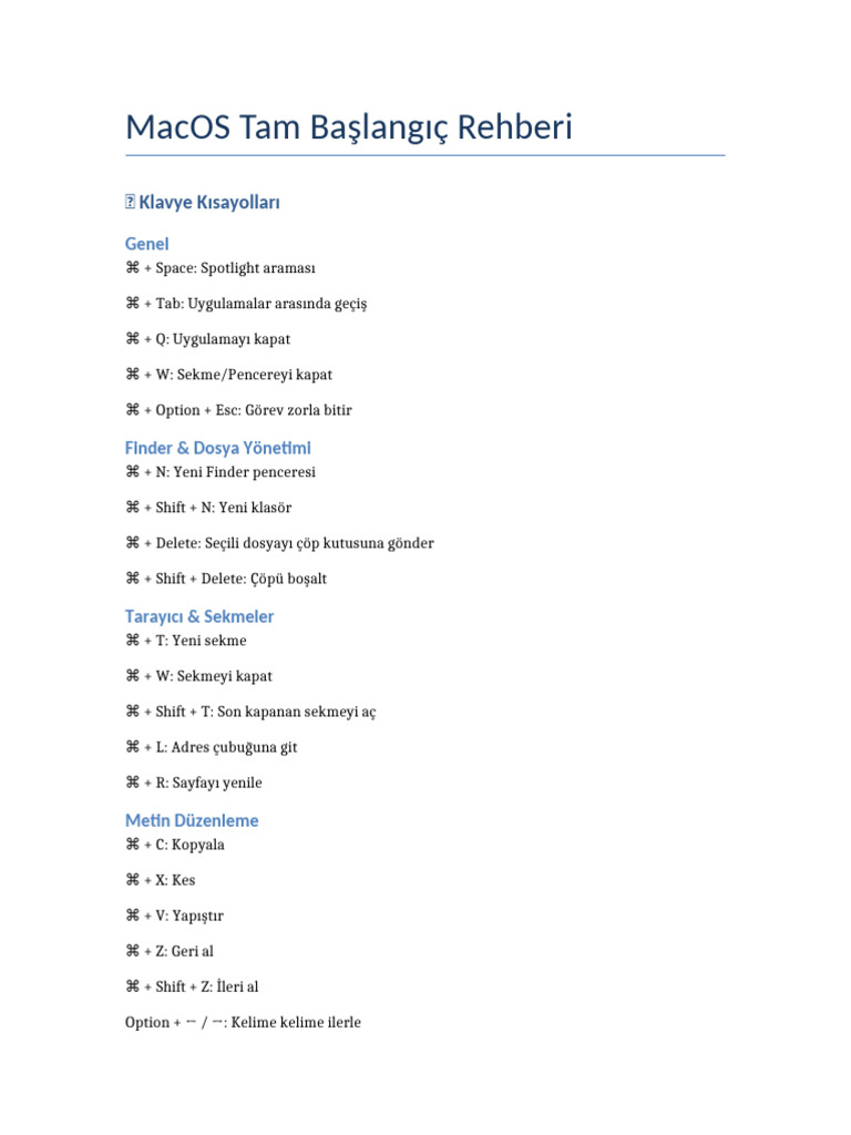 MacOS Tam Baslangic Rehberi | PDF