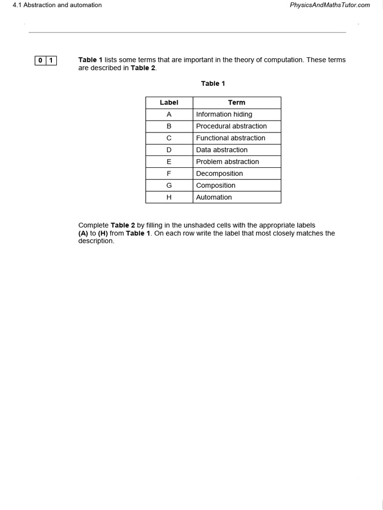 4.1 Abstraction and Automation QP | PDF | Automation | Abstraction