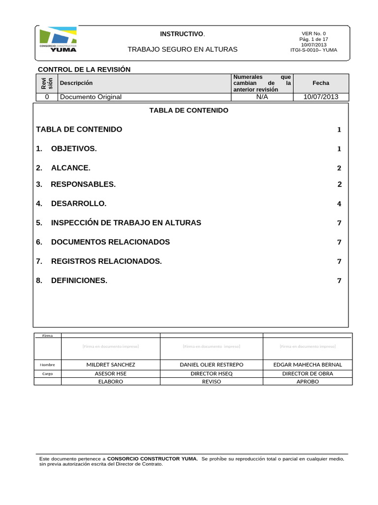 Itgi-S 0010 Trabajo Seguro en Alturas | PDF | Conector eléctrico | Andamio