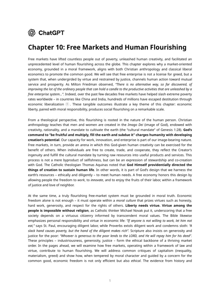 Free Markets: Pathway to Human Flourishing | PDF | Poverty ...