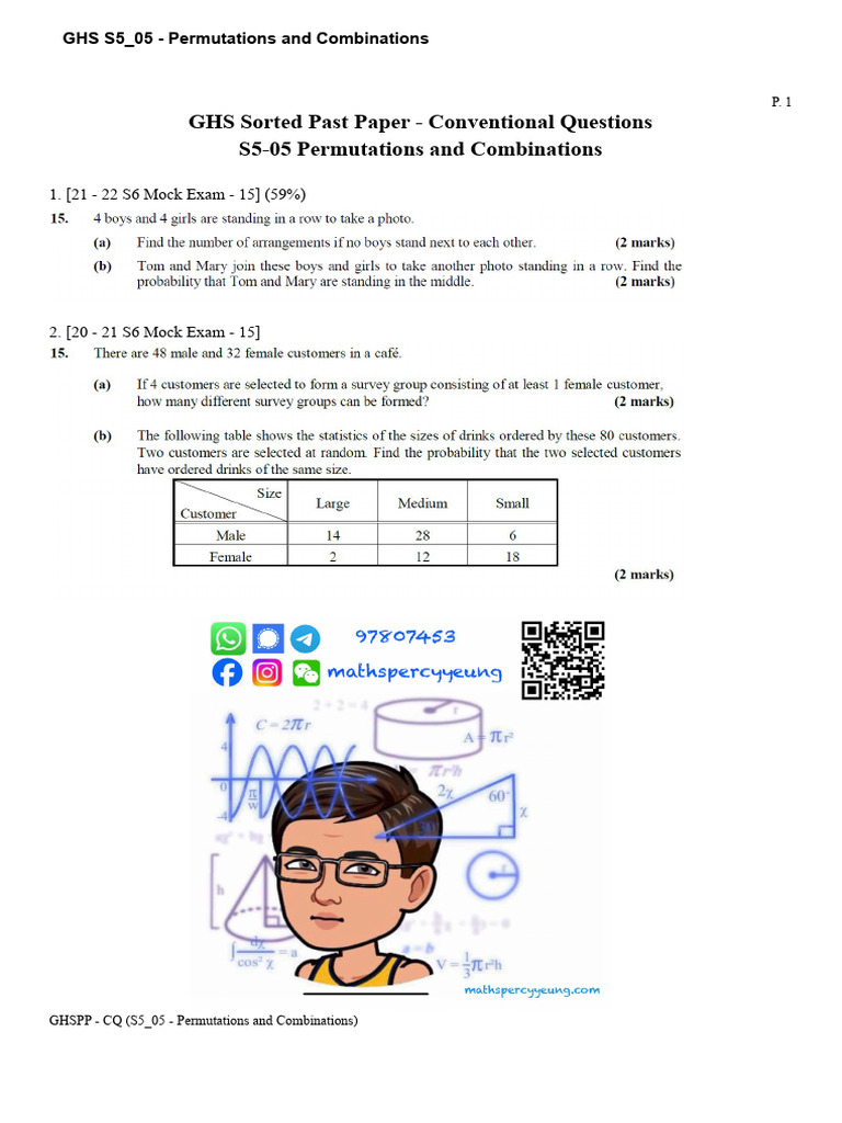 Ghs s5 05 Permutations and Combinations | PDF
