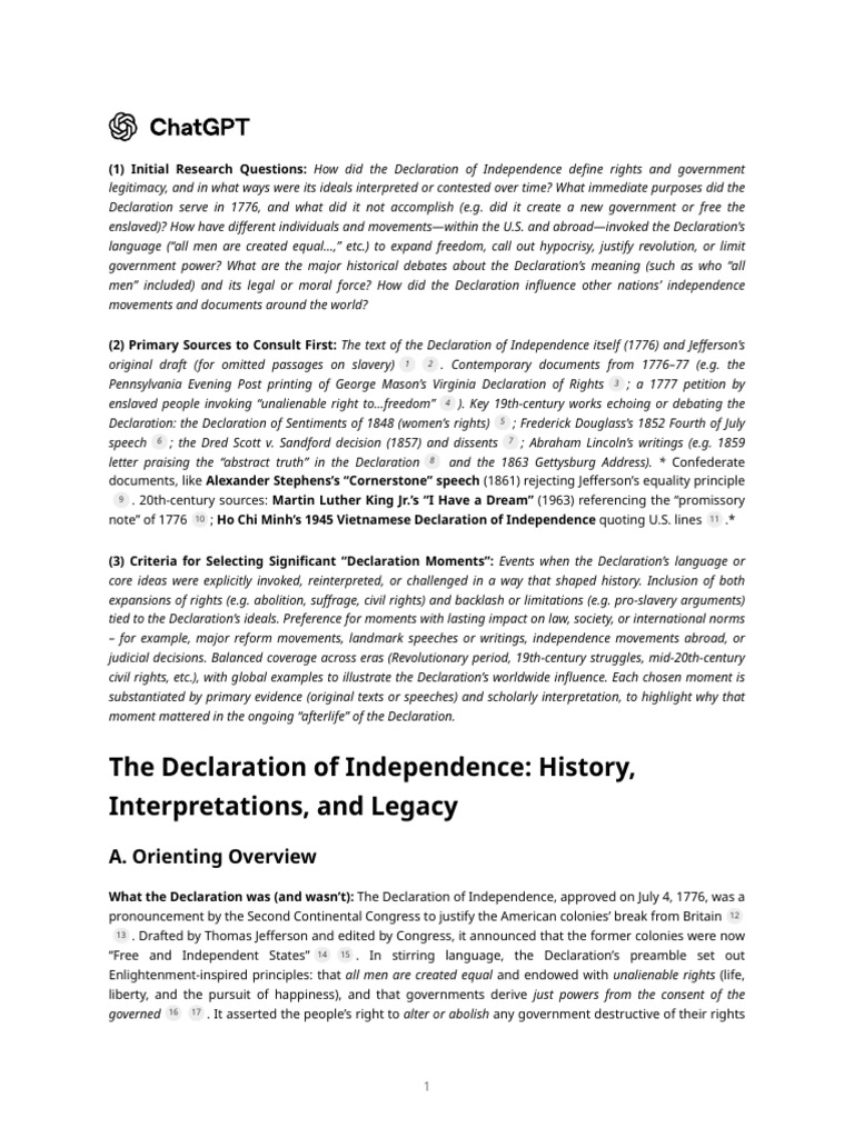 Research on Declaration of Independence | PDF | United States ...