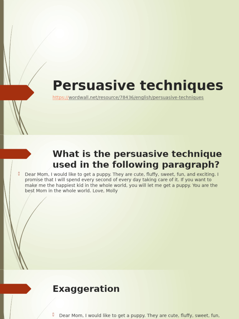 Persuasive Techniques Y7 | PDF | Ballet Dancer | Linguistic Morphology