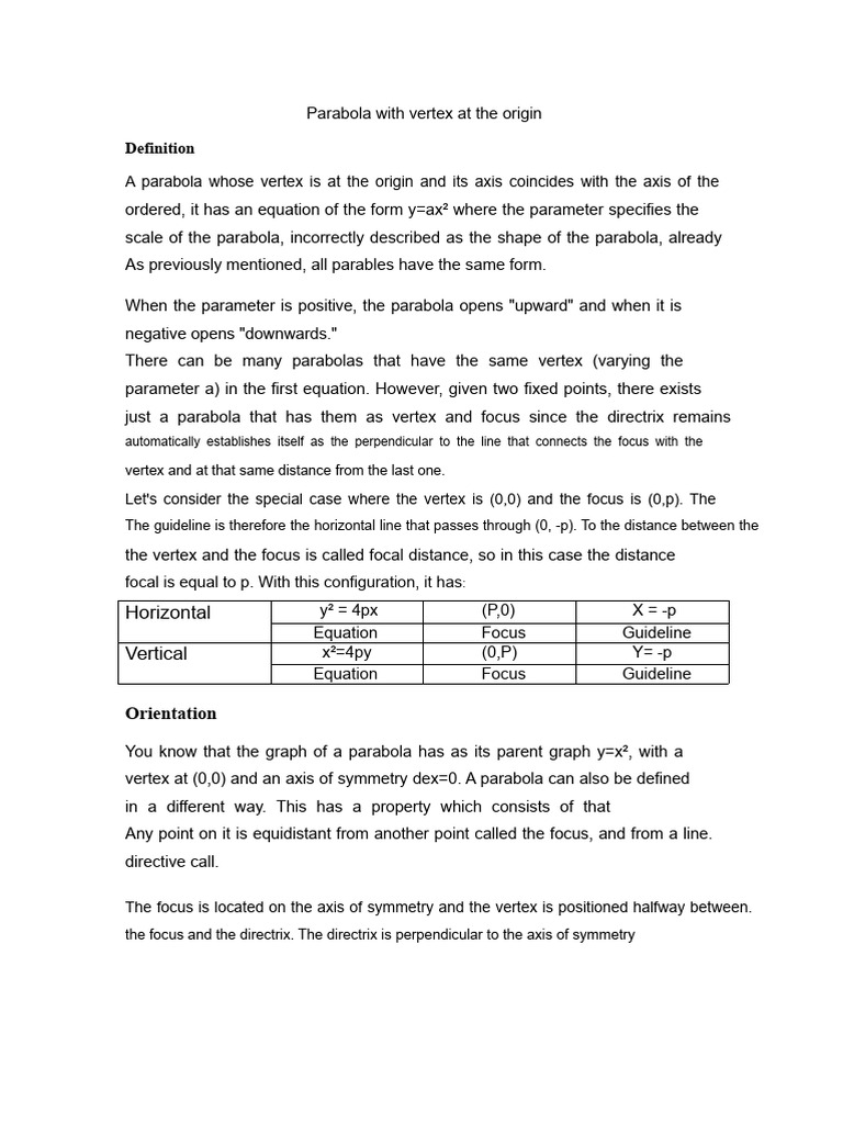 Parabola With Vertex at The Origin | PDF | Differential Geometry ...