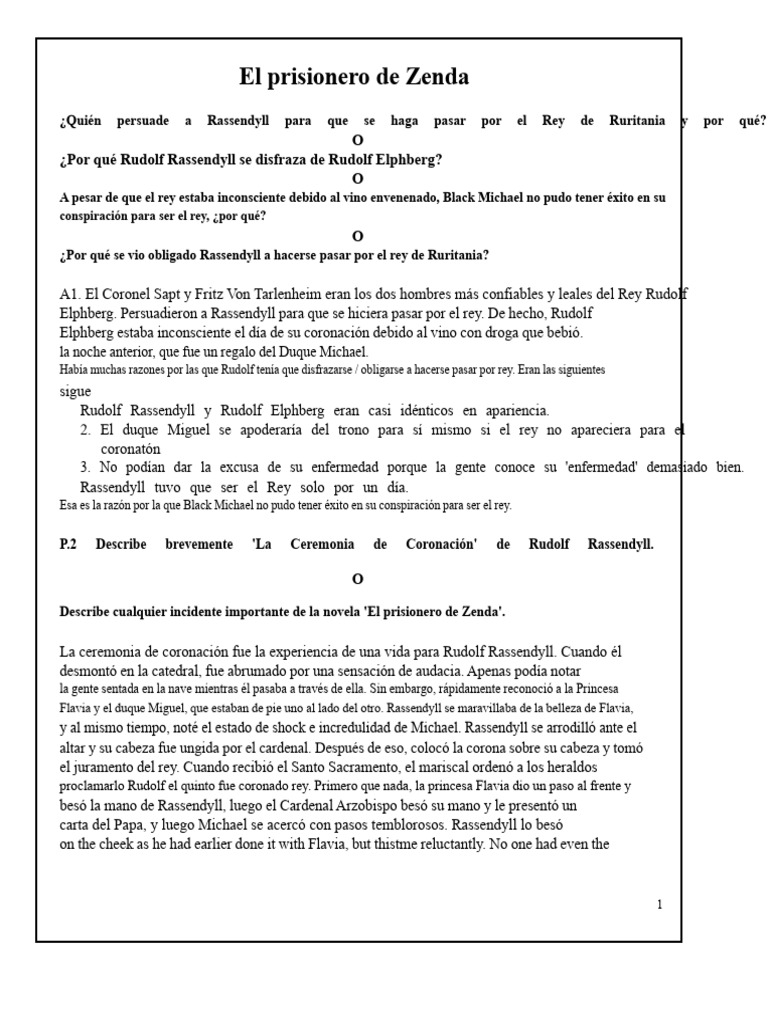 Rassendyll y la Coronación en Ruritania | PDF