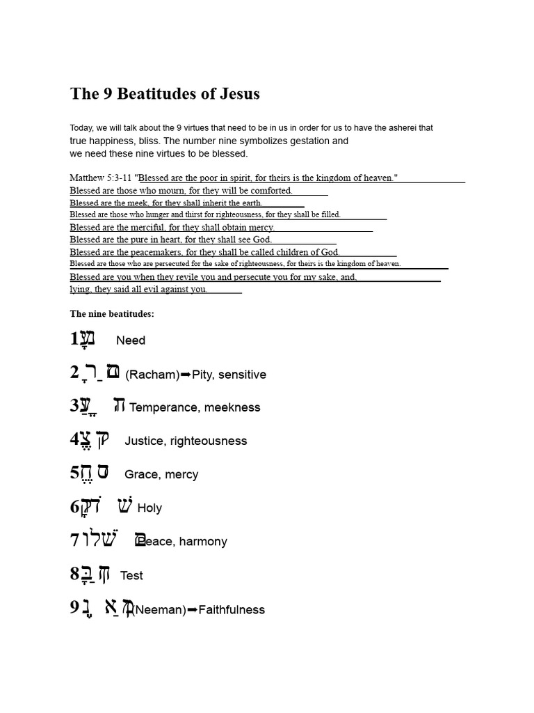 The 9 Beatitudes of Jesus | PDF