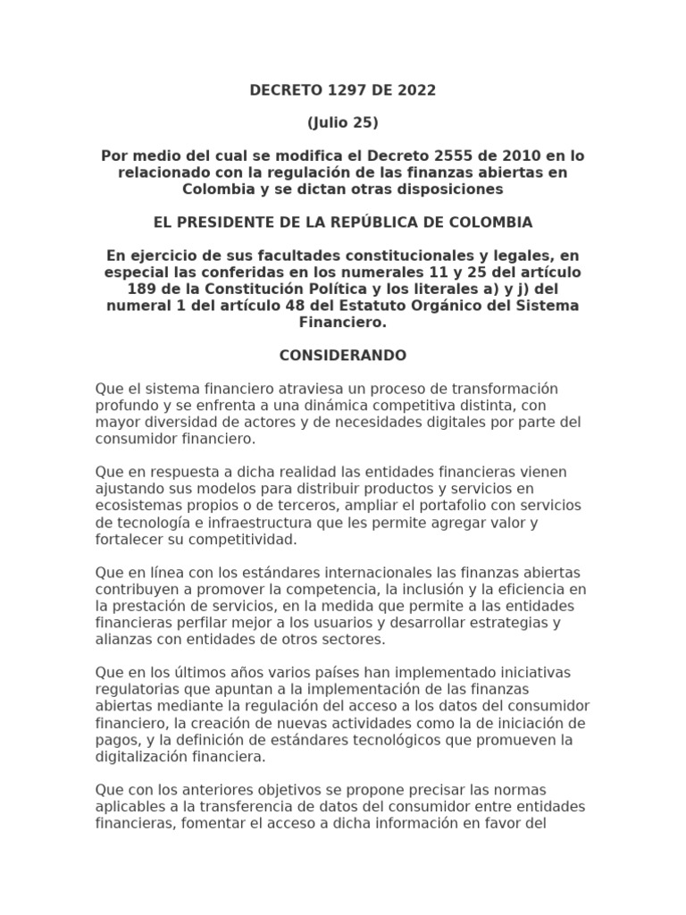 Decreto 1297 de 2022 | PDF | Economias | Industrias de servicio