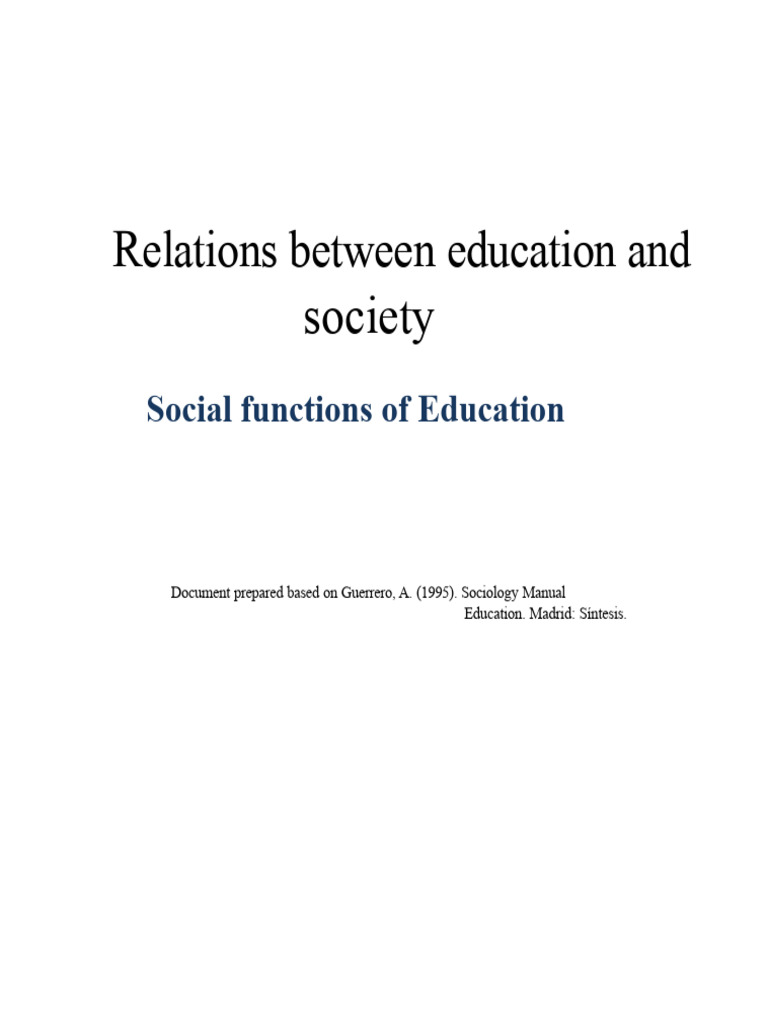 Education's Role in Society Functions | PDF | Social Mobility ...