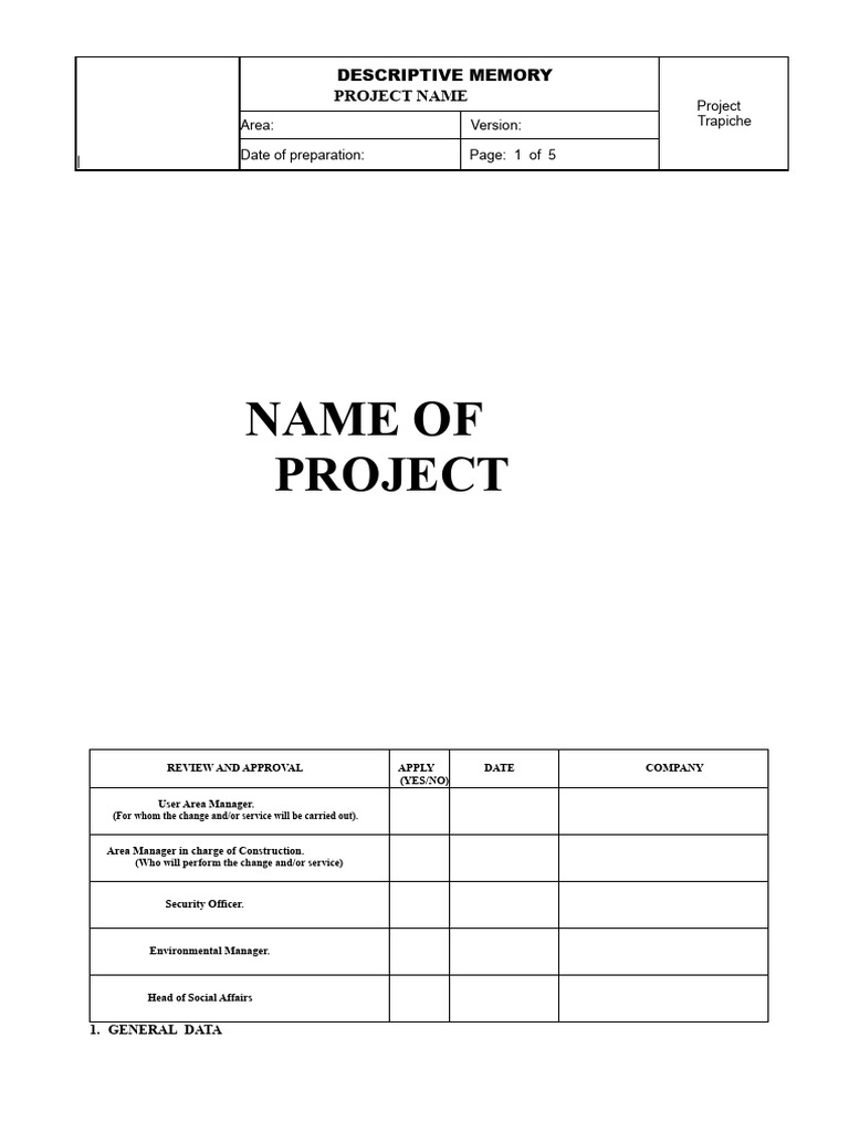 Project Trapiche Descriptive Memo | PDF | Transport | Road