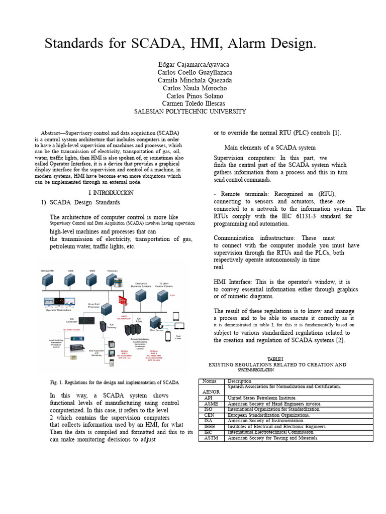 Standards for SCADA HMI Alarm Design | PDF | Scada | User Interface