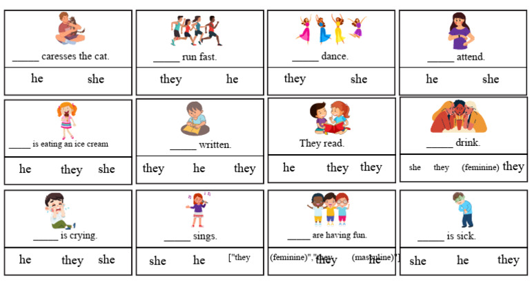 Exercise He She They Personal Pronouns | PDF