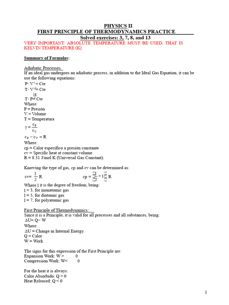 Thermodynamics: First Principles & Ideal Gases | PDF | Gases | Temperature