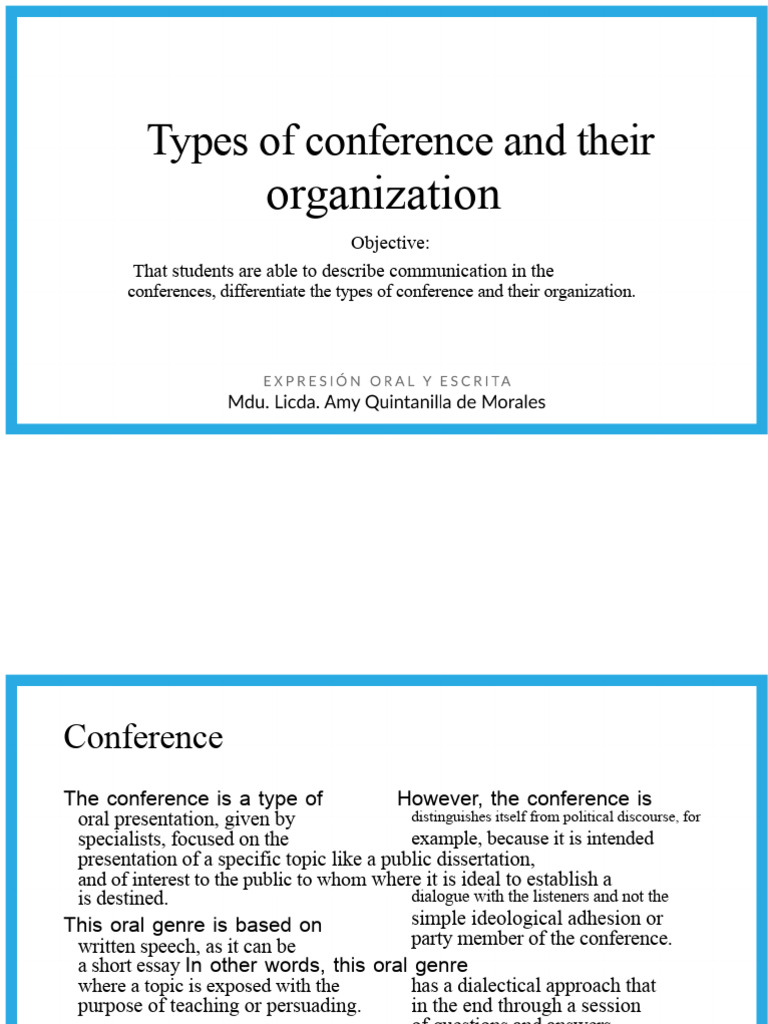 Types and Organization of Conferences | PDF | Expert | Public Speaking