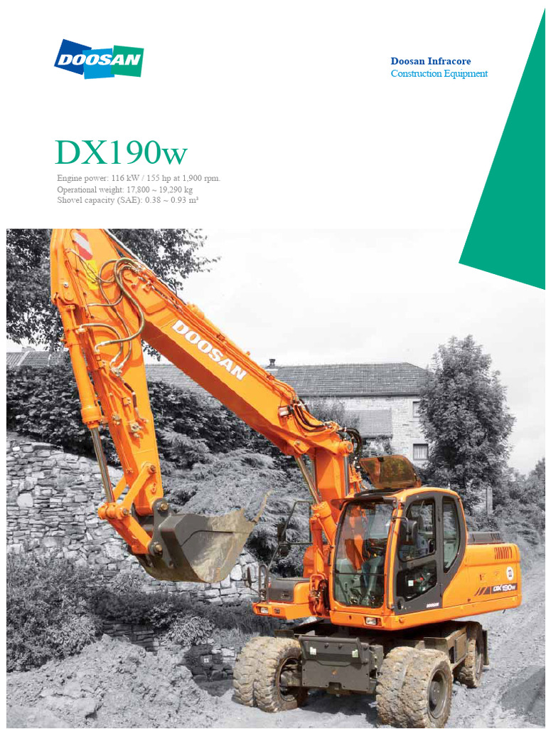 Doosan DX190w Excavator Overview | PDF | Engines | Filtration