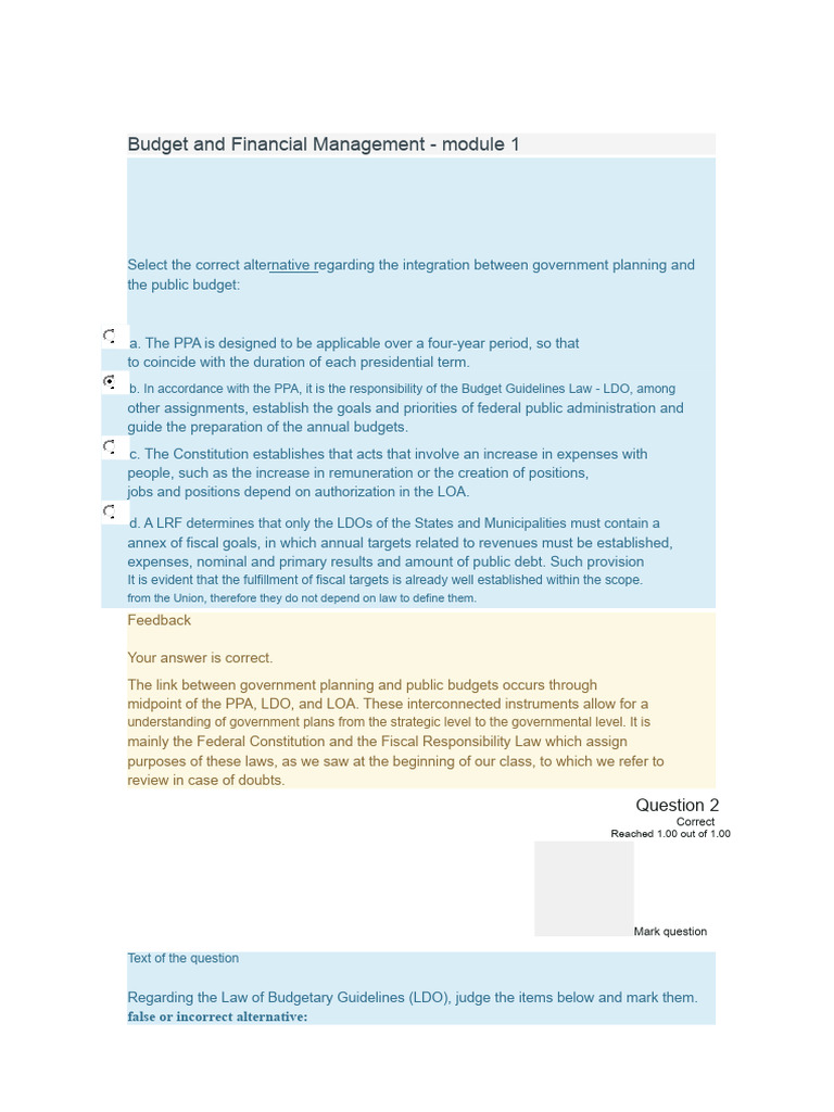 Budget and Financial Management Module 1 | PDF | Budget | Legislature