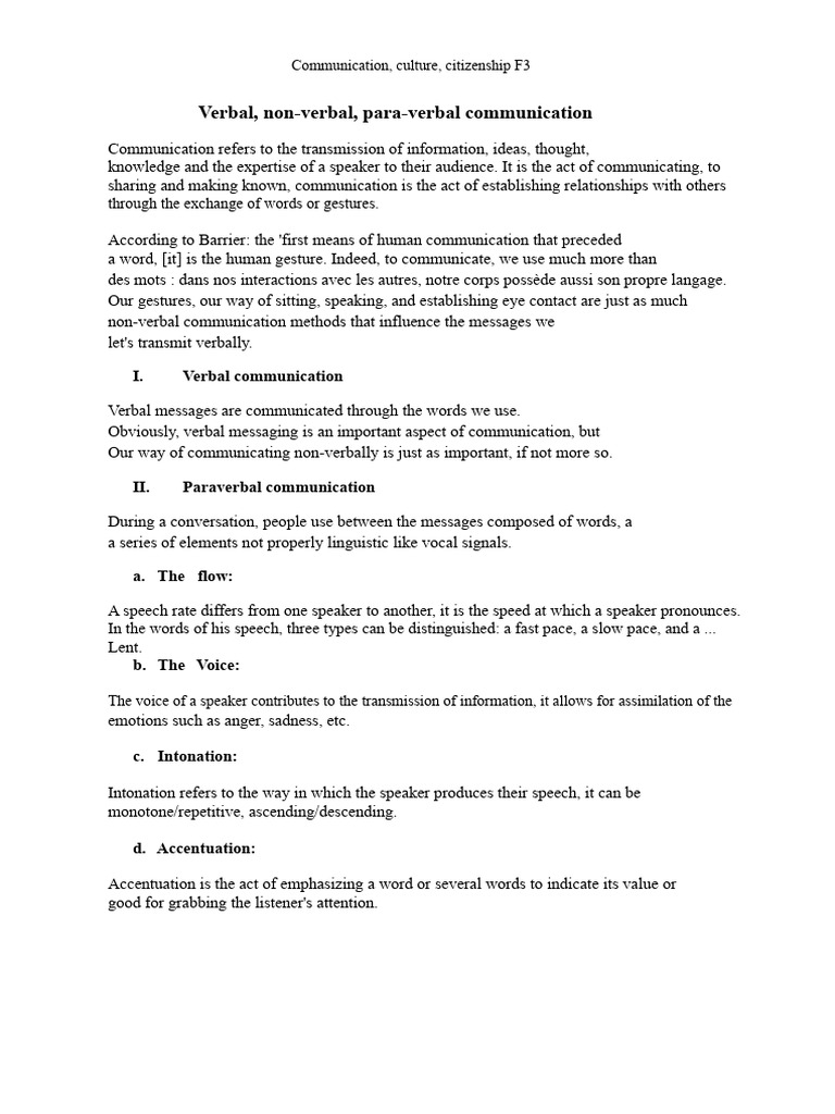 COURSE ON THE PARAVERBAL. | PDF | Body Language | Nonverbal Communication