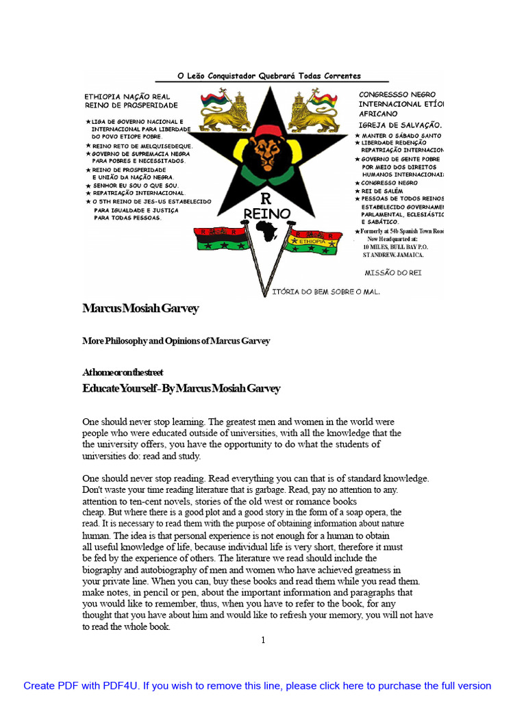 Marcus Garvey's Guide to Lifelong Learning | PDF | Knowledge | Cognition