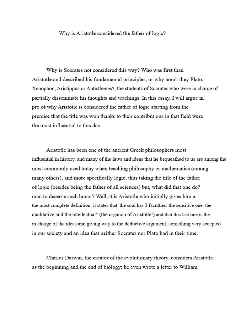 Aristotle: The Father of Logic Explained | PDF | Aristotle | Socrates