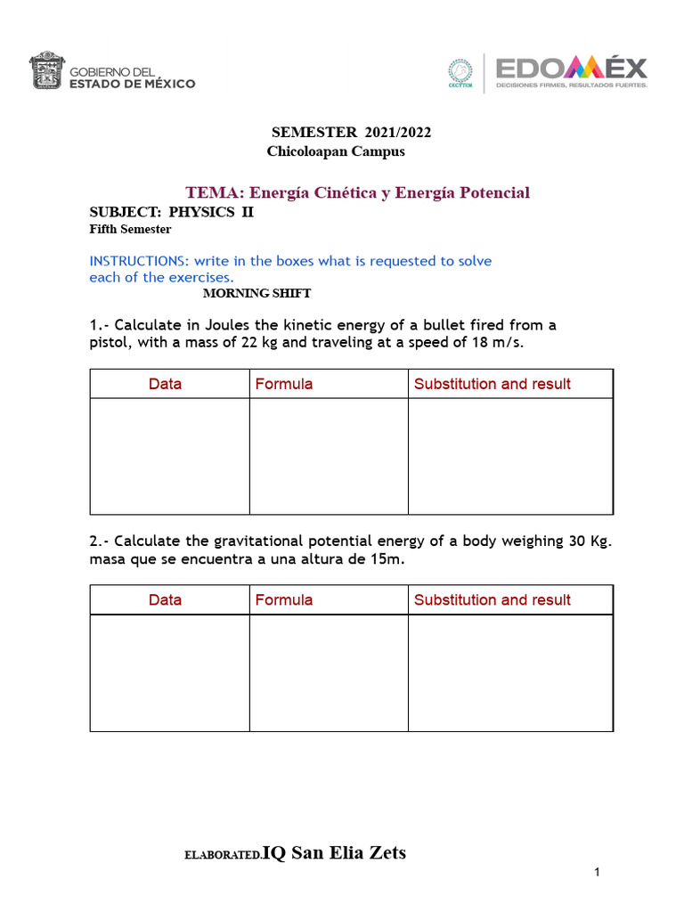 Solution to Exercises_ Kinetic Energy and Potential Energy | PDF ...