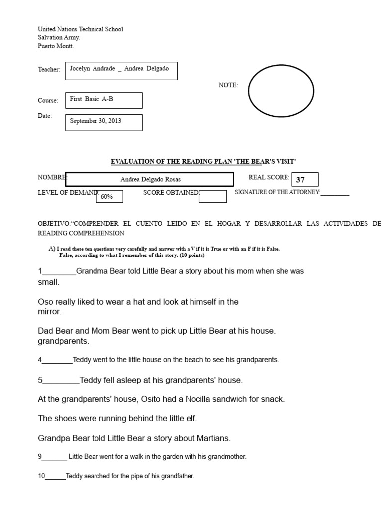 Test The Visit of The Bear | PDF