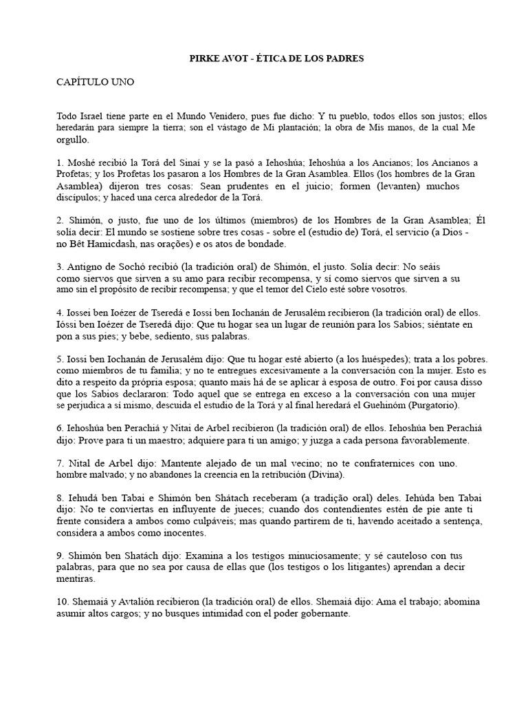 Ética y Sabiduría en Pirke Avot | PDF | Pecado | Rabino