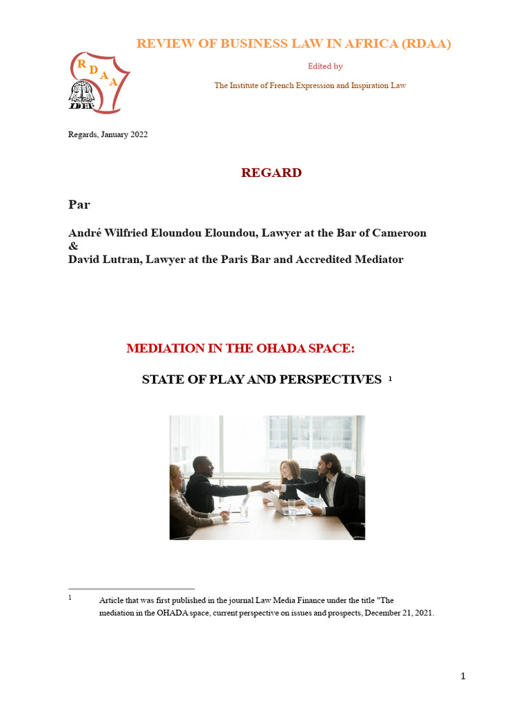 Mediation in The OHADA Space | PDF | Mediation | Arbitration