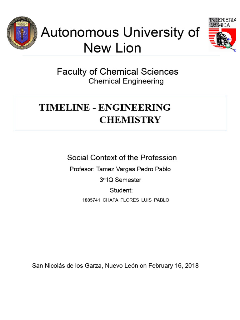 Timeline - Chemical Engineering | PDF | Physical Sciences | Chemistry