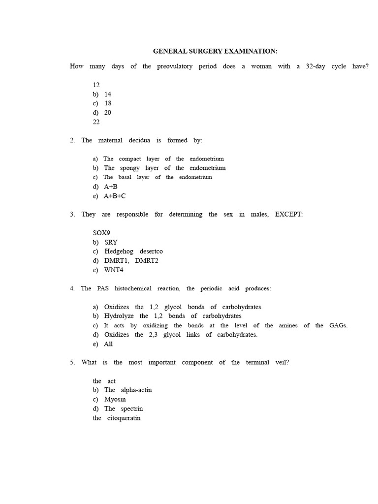 General Surgery Exam | PDF | Diseases And Disorders | Medical Specialties