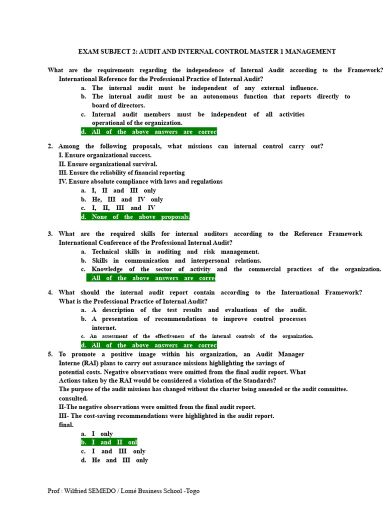Internal Audit and Control Requirements | PDF | Internal Audit | Audit
