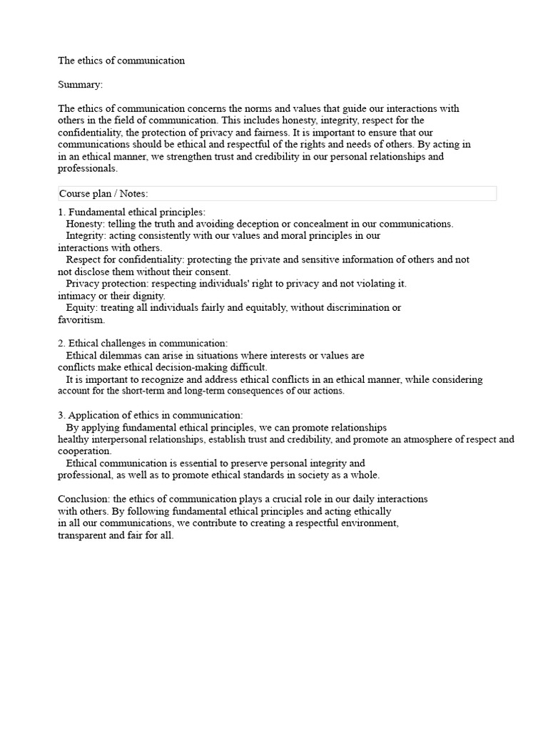 (COURSE 5) The Ethics of Communication | PDF