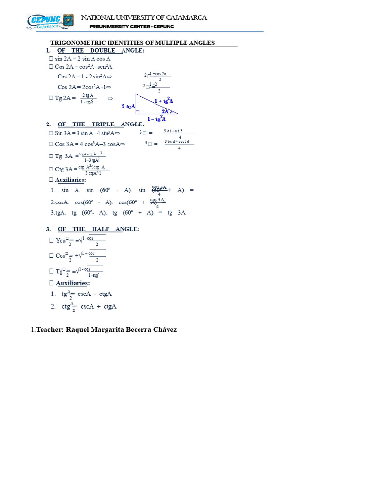 Trigonometric Identities of Multiple Angles (1)(1) | PDF ...