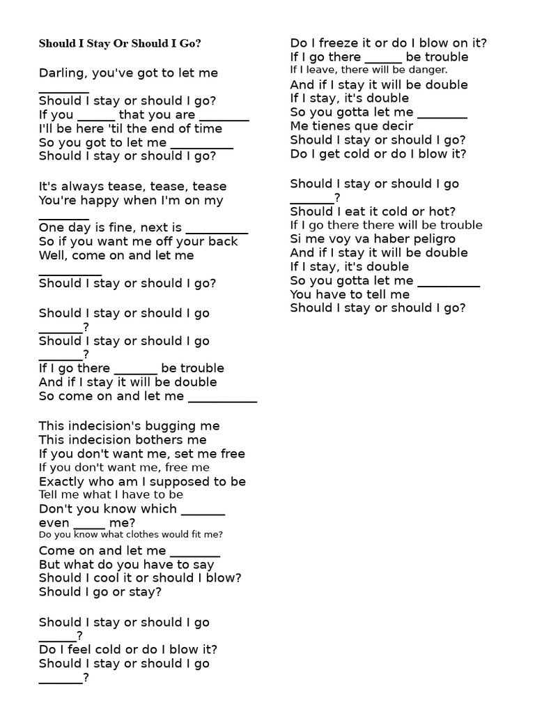 Should I Stay or Should I Go STUDENTS | PDF