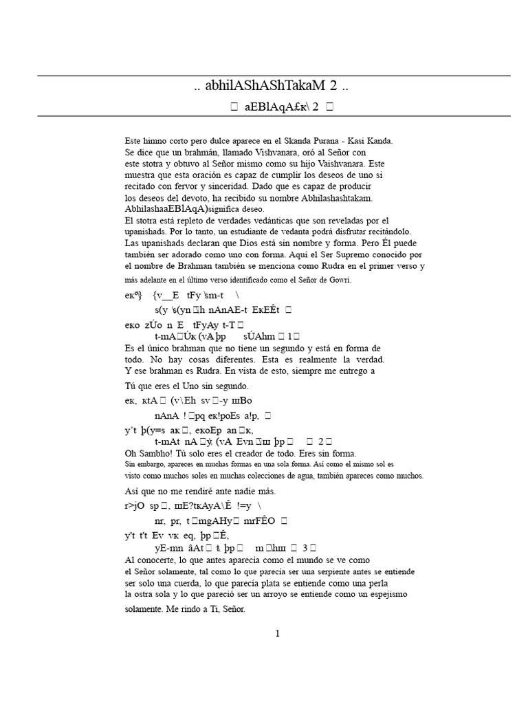 Abhilasha Ashtakam | PDF | brahmán | Concepciones de dios