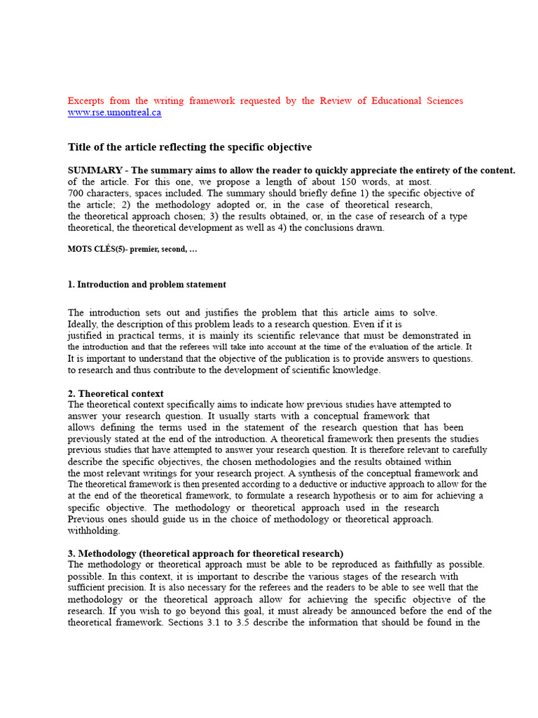 Outline and Structure of An Article | PDF | Methodology | Theory