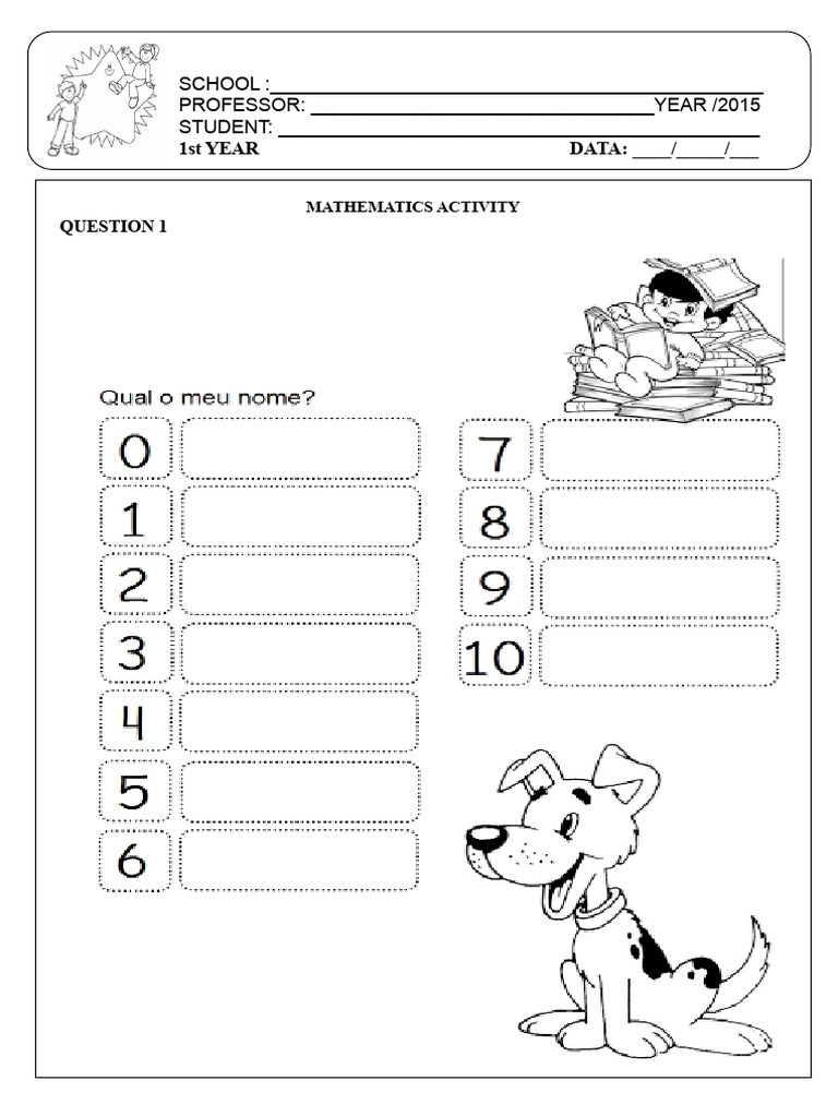 1st Year Math Activity | PDF