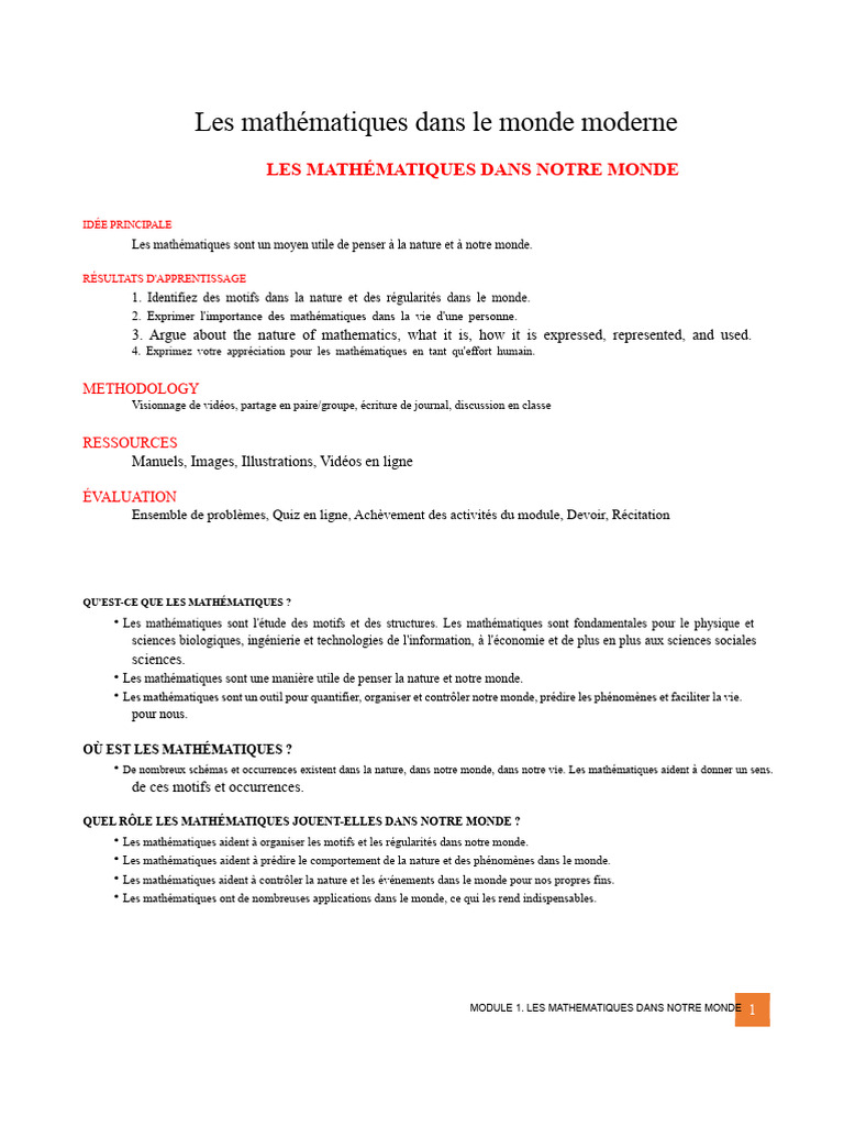 Rôle des mathématiques dans notre monde | PDF | Mathématiques | Fractale