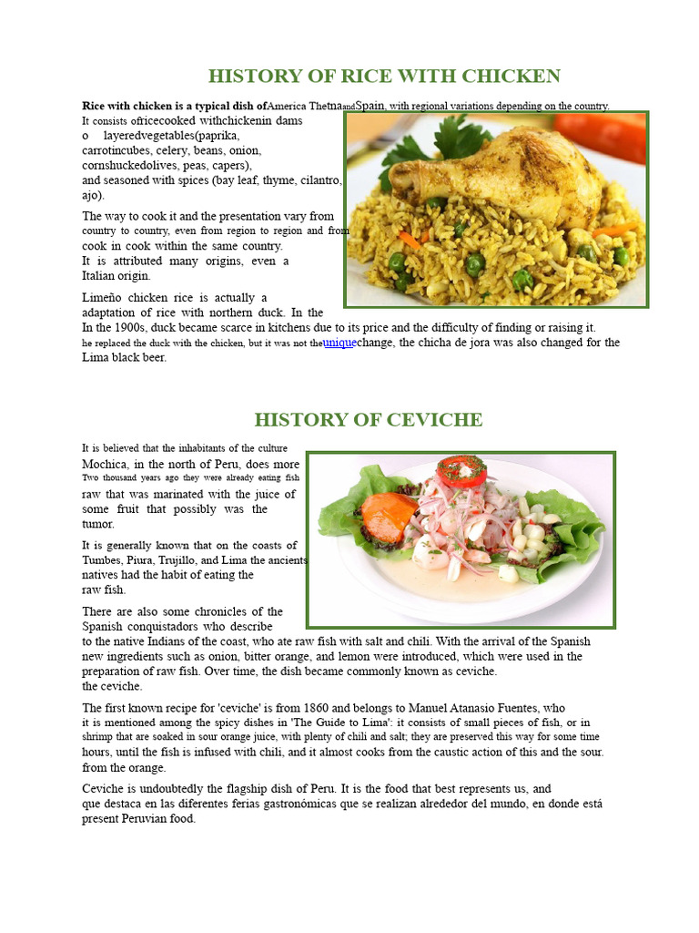 History of Peruvian Rice Dishes | PDF | Foods | Western Cuisine