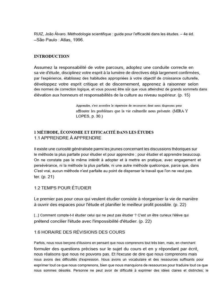Guide d'efficacité pour étudier mieux | PDF | Méthode scientifique ...